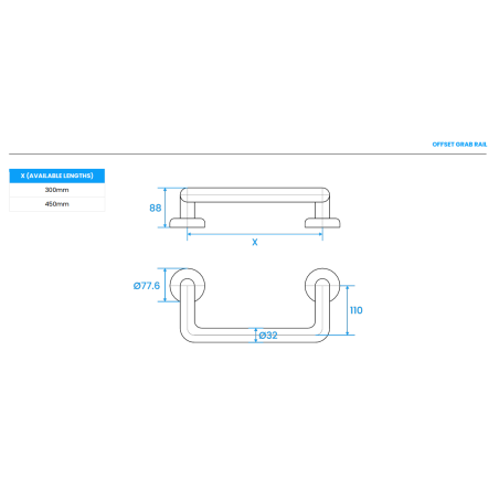 Grab Rail Concealed Fix - Offset